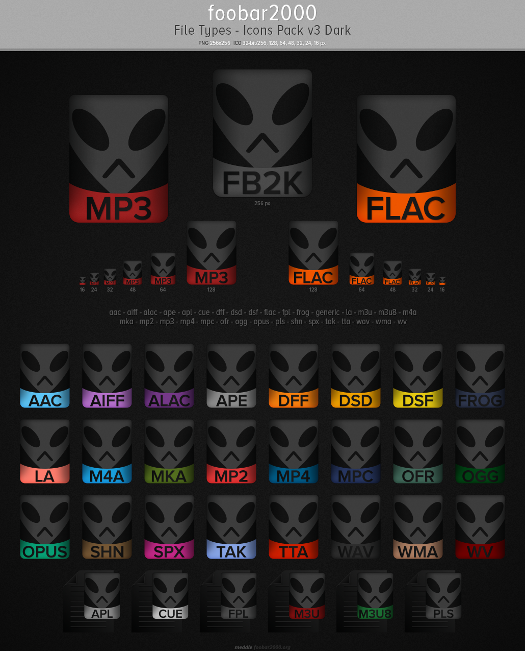 foobar2000 File Types - Icons Pack v3 Dark by Sgt-Meddle on DeviantArt