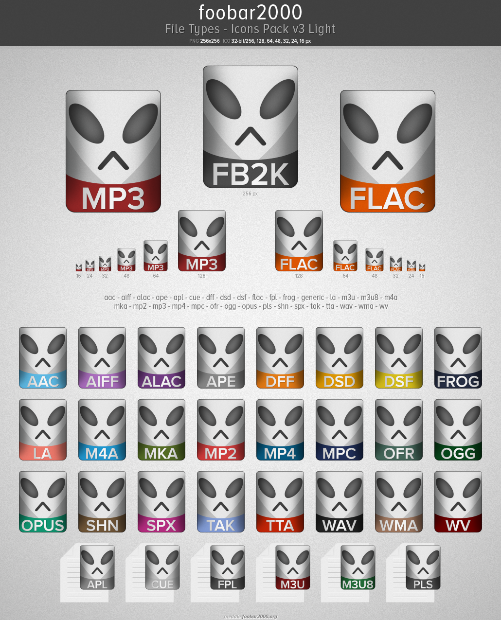 foobar2000 File Types - Icons Pack v3 Light by Sgt-Meddle on DeviantArt