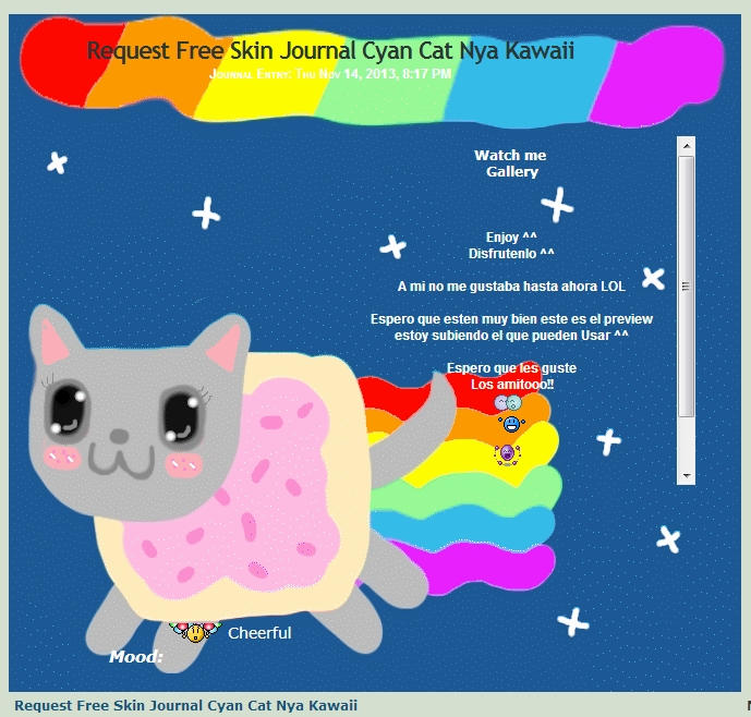 FreeSkinJournal Cyan Cat Nya kawaii-ANIMATED by Mimi-Destino on DeviantArt