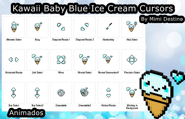 Sweet Cute Kawaii Baby Blue Ice Cream Cursors Set by Nalexnu on DeviantArt