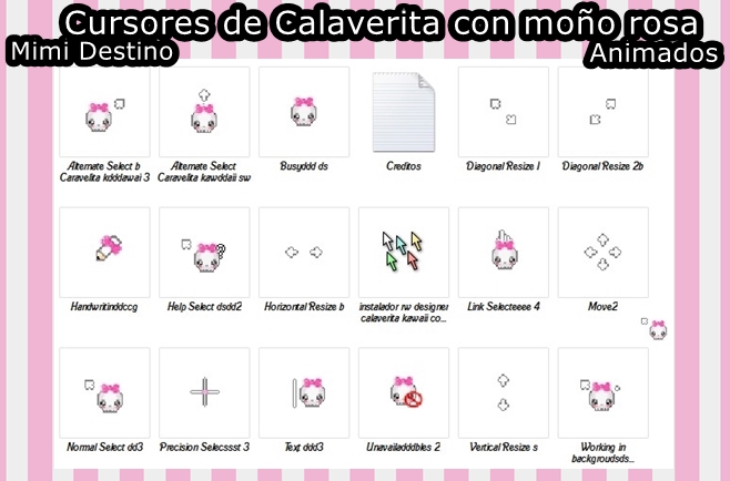 Calaverita con bow rosa kawaii Cursors Cursores by Nalexnu on DeviantArt