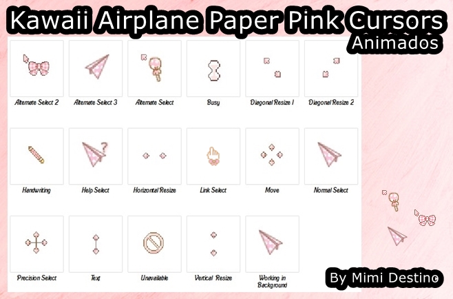 Kawaii Cute Airplane Paper Pink Cursors Cursores by Mimi-Destino on ...
