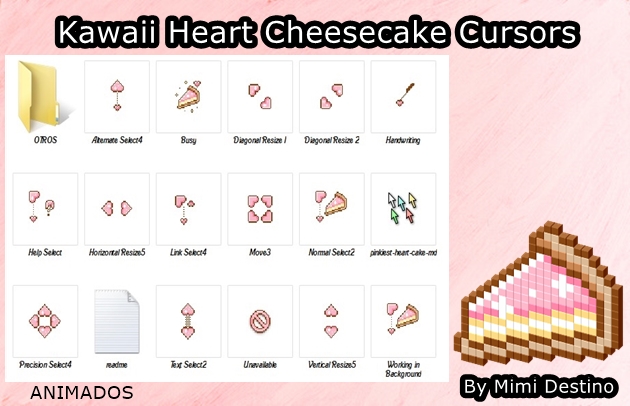 Kawaii Cute Sweet Heart Pink Cheesecake Cursores by Nalexnu on DeviantArt