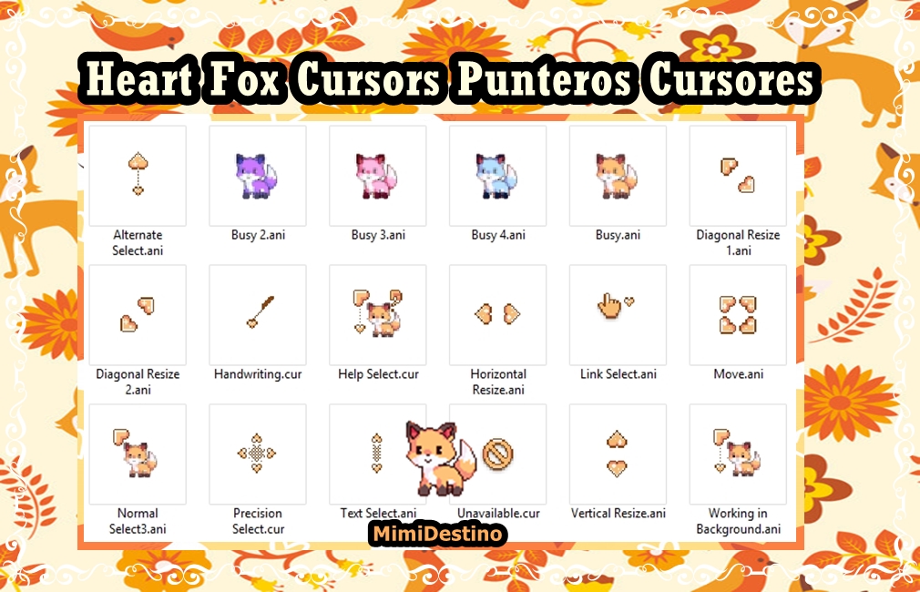 Heart Fox Cursors Punteros Cursores by Nalexnu on DeviantArt