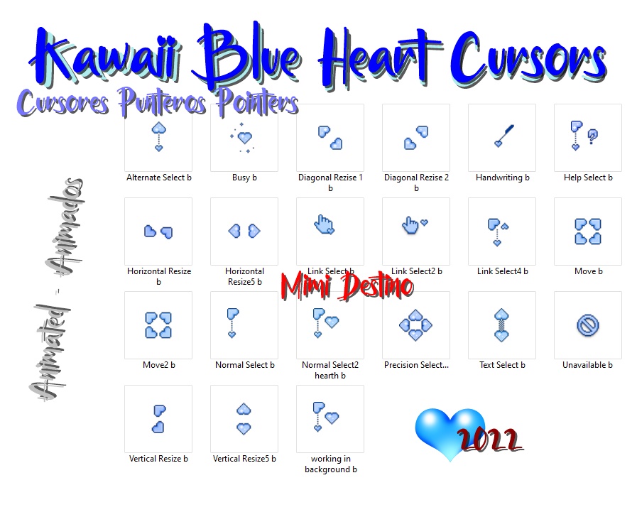 Kawaii Blue Heart Cursors Cursores Punteros by Nalexnu on DeviantArt
