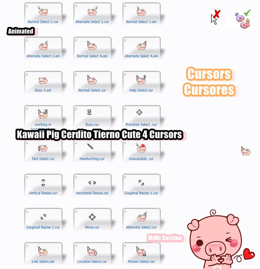 Kawaii Pig Cerdito Tierno Cute 4 Cursors by Nalexnu on DeviantArt