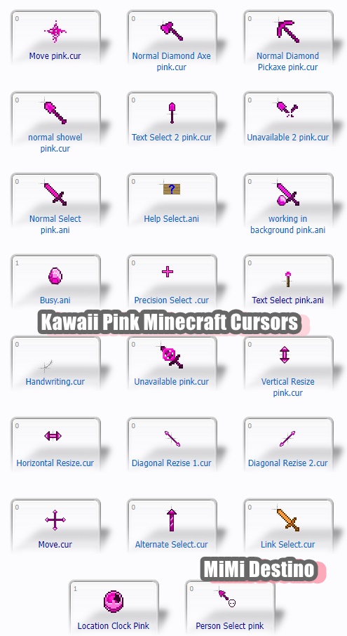 Kawaii Pink Minecraft Cursors Cursores by Nalexnu on DeviantArt