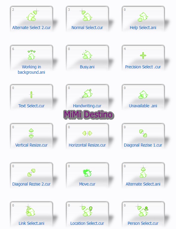 Kawaii Green Kitty Cat kitten Cursors Cursores by Nalexnu on DeviantArt