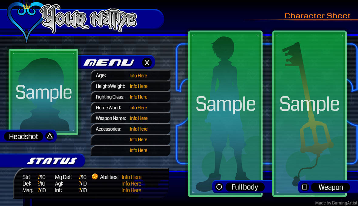 Premade KH OC Sheet: FREE DL by BurningArtist on DeviantArt