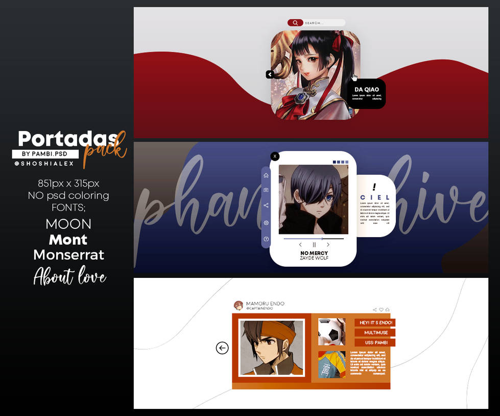 Portadas Pack - TEMPLATE PSD PNG by heyitspambi on DeviantArt