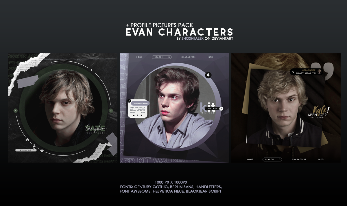 Evan Characters - Profile Pics | TEMPLATE PSD+PNG by heyitspambi on ...