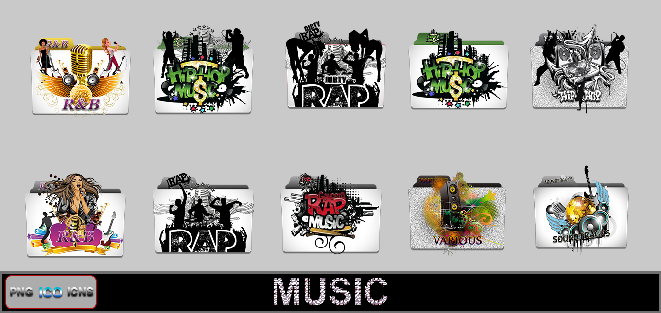 Music Genre Folder icon pack 1 by Meyer69 on DeviantArt