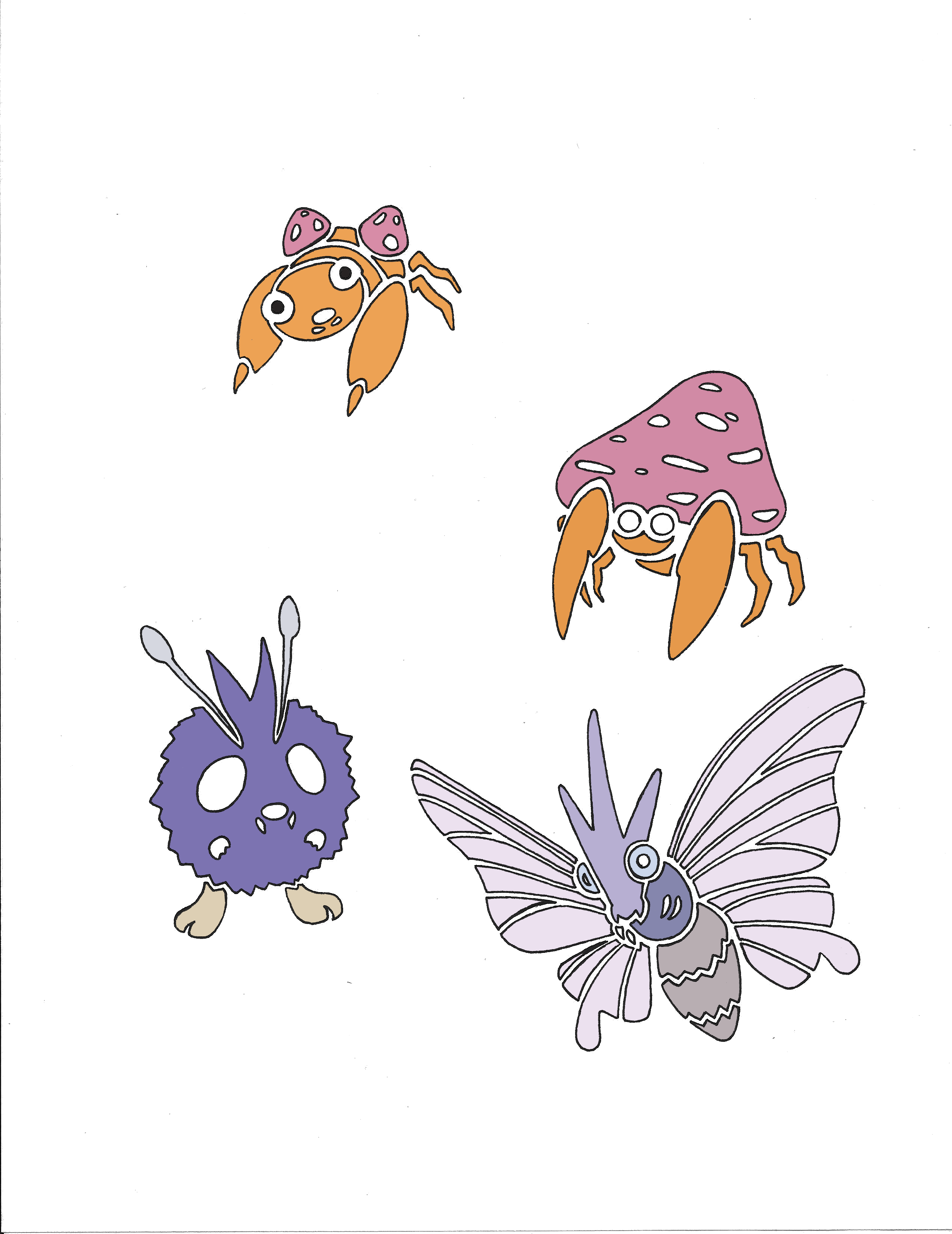 Paras, Parasect, Venonat, Venomoth by LotusLostInParis on DeviantArt