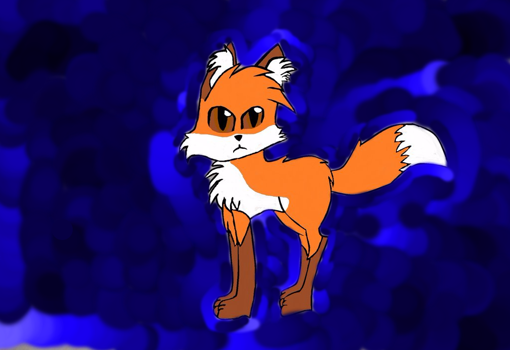 Fox (blue background) by MidnightDoesArt on DeviantArt