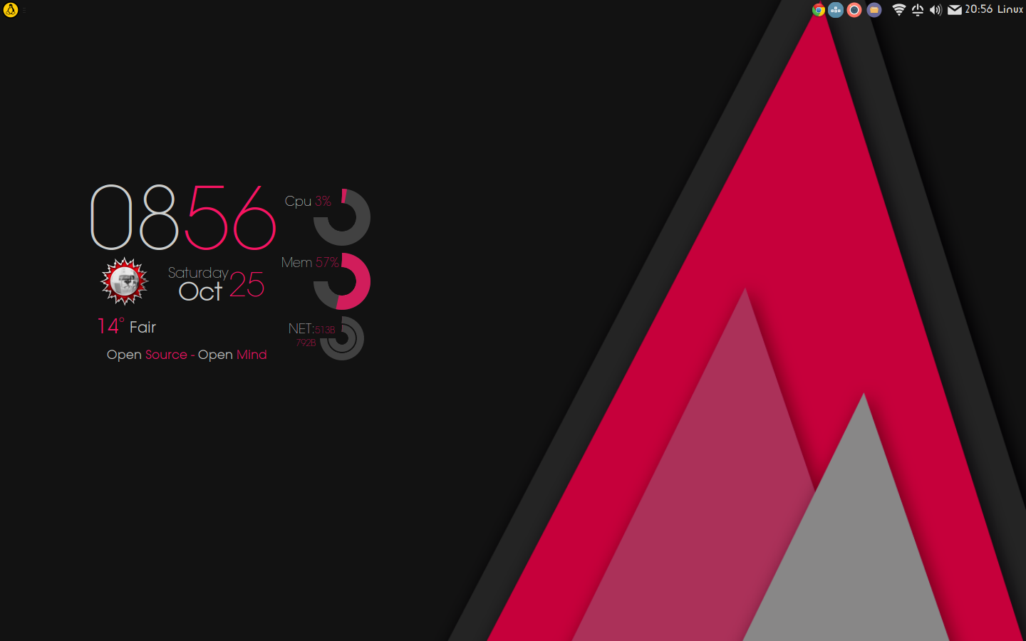 Smooth Red Rings Conky config. Conky Manager by speedracker on DeviantArt