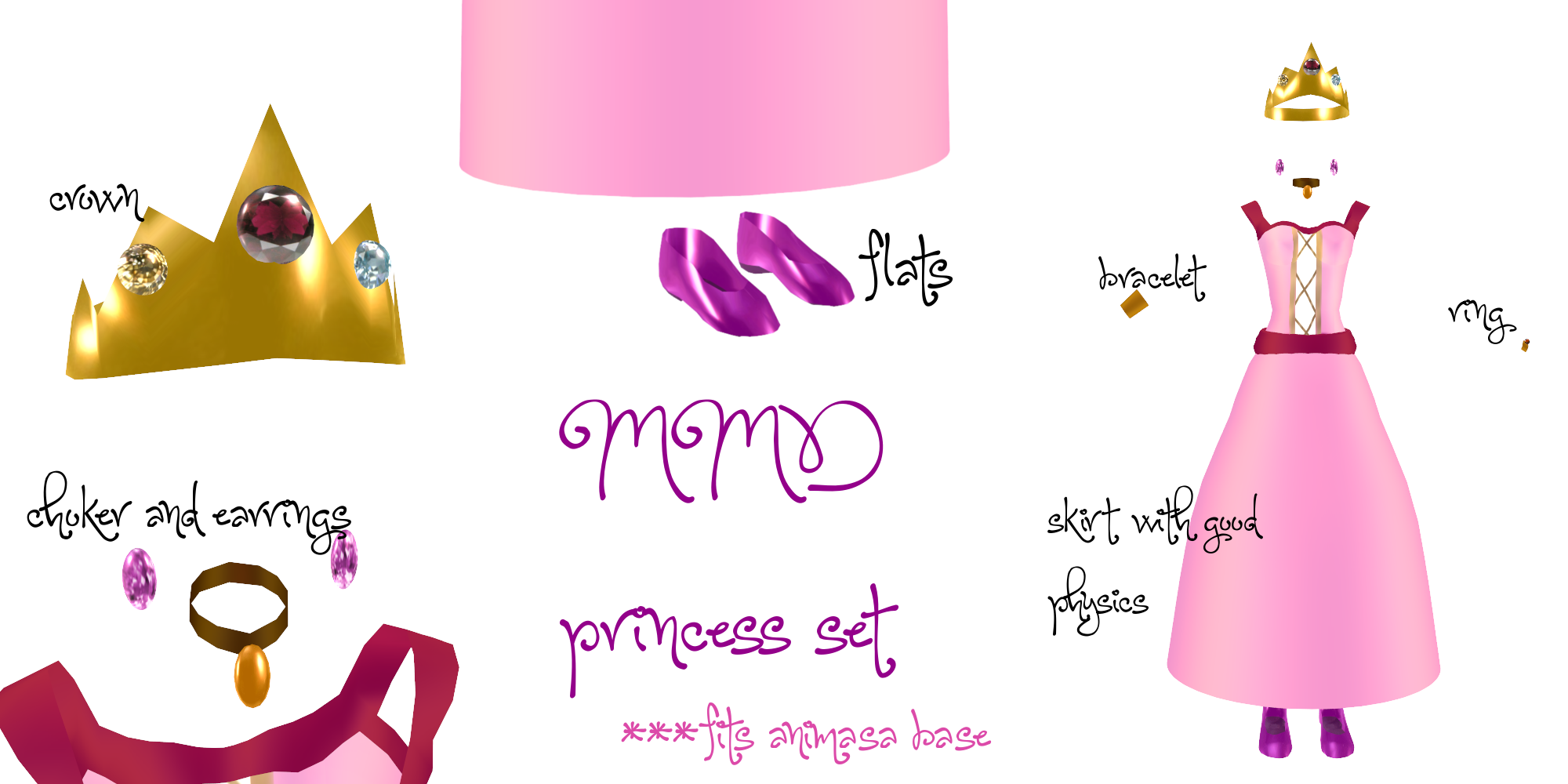 mmd princess set by Tehrainbowllama on DeviantArt