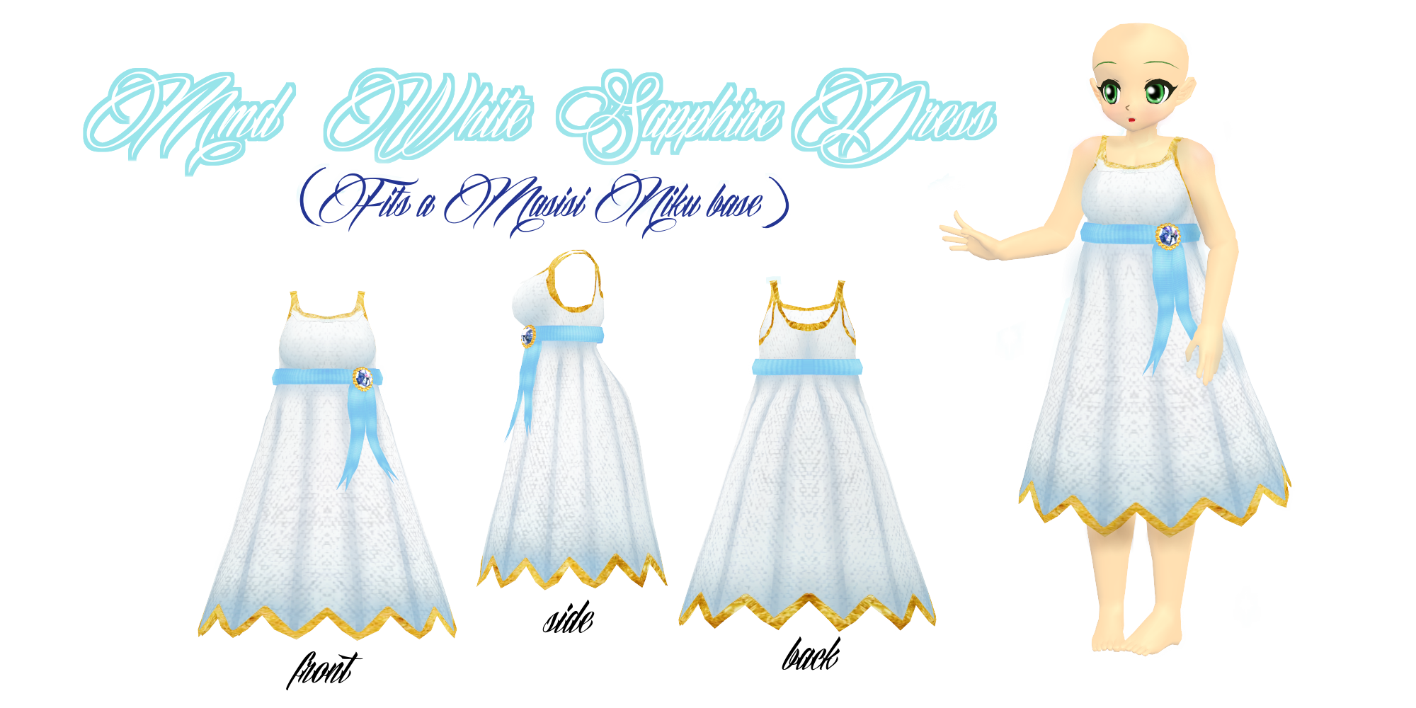 MMD Long White Sapphire Dress by Tehrainbowllama on DeviantArt