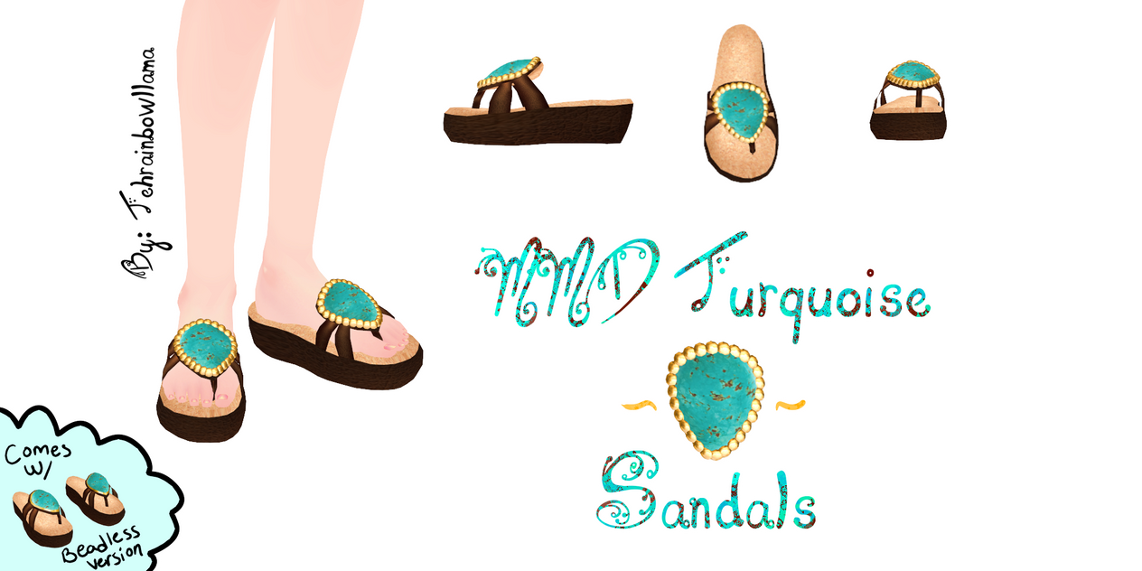 MMD Turquoise Sandals by Tehrainbowllama on DeviantArt
