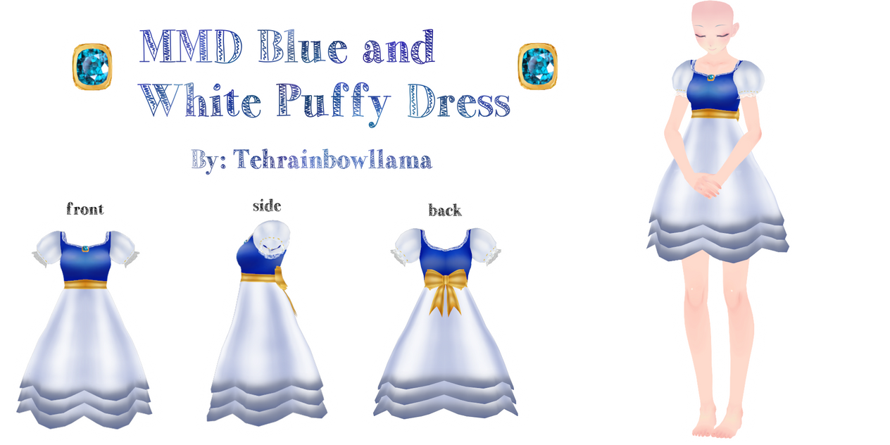 MMD Blue and White Puffy Dress by Tehrainbowllama on DeviantArt