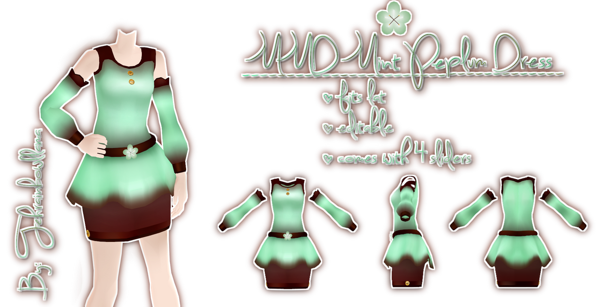 MMD Mint Peplum Dress by Tehrainbowllama on DeviantArt