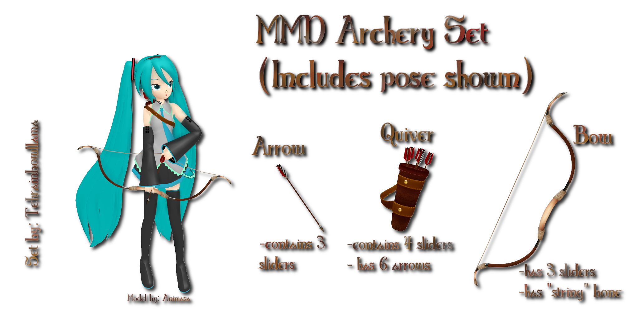 MMD Archery Set (Includes pose shown) by Tehrainbowllama on DeviantArt