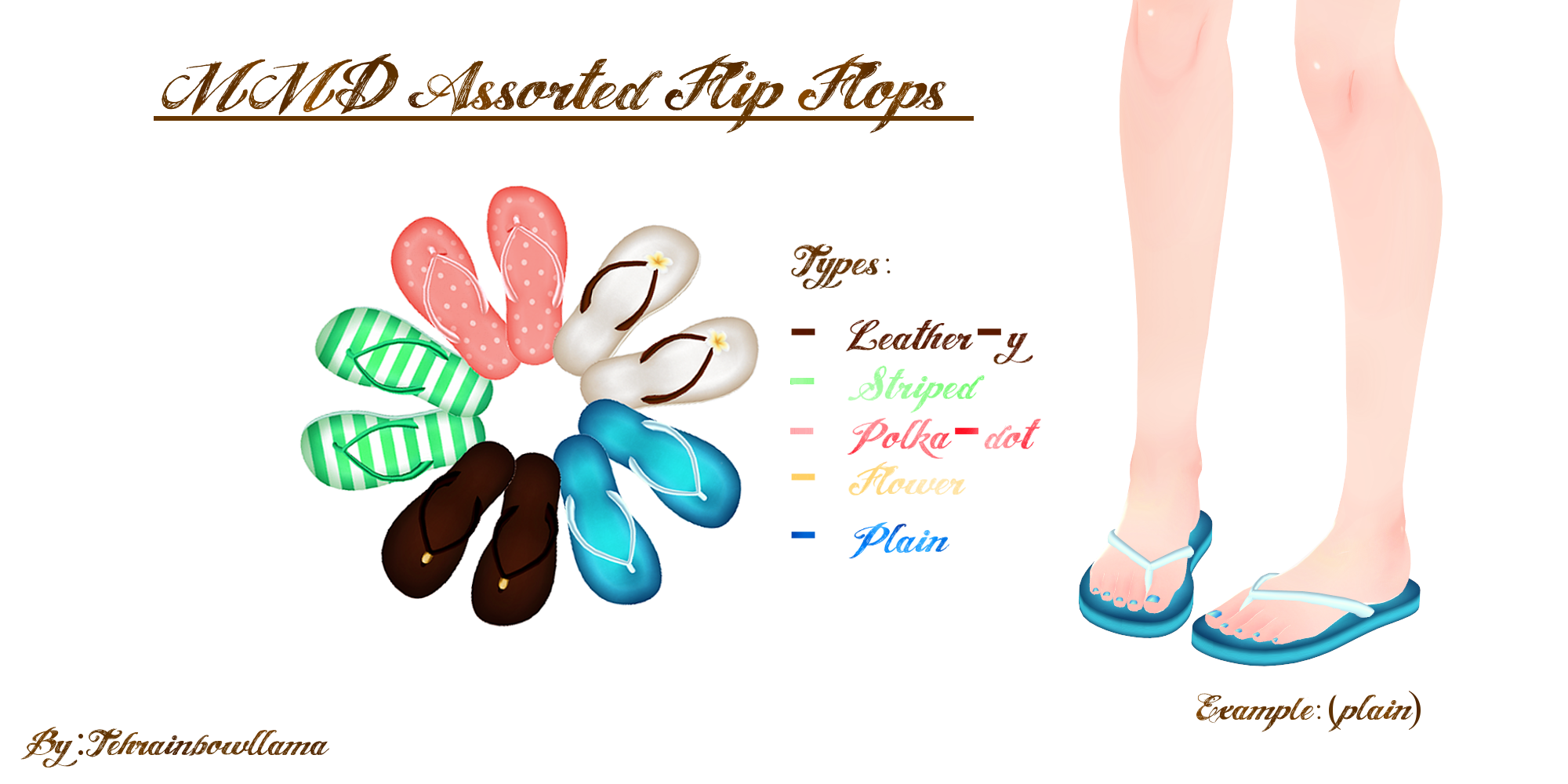 MMD Assorted Flip Flops by Tehrainbowllama on DeviantArt