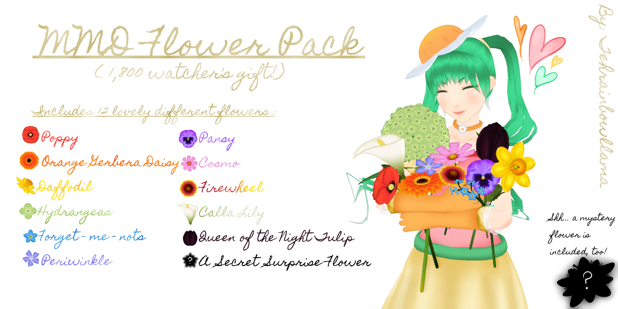 MMD Flower Pack (1,800 watchers special!) by Tehrainbowllama on DeviantArt