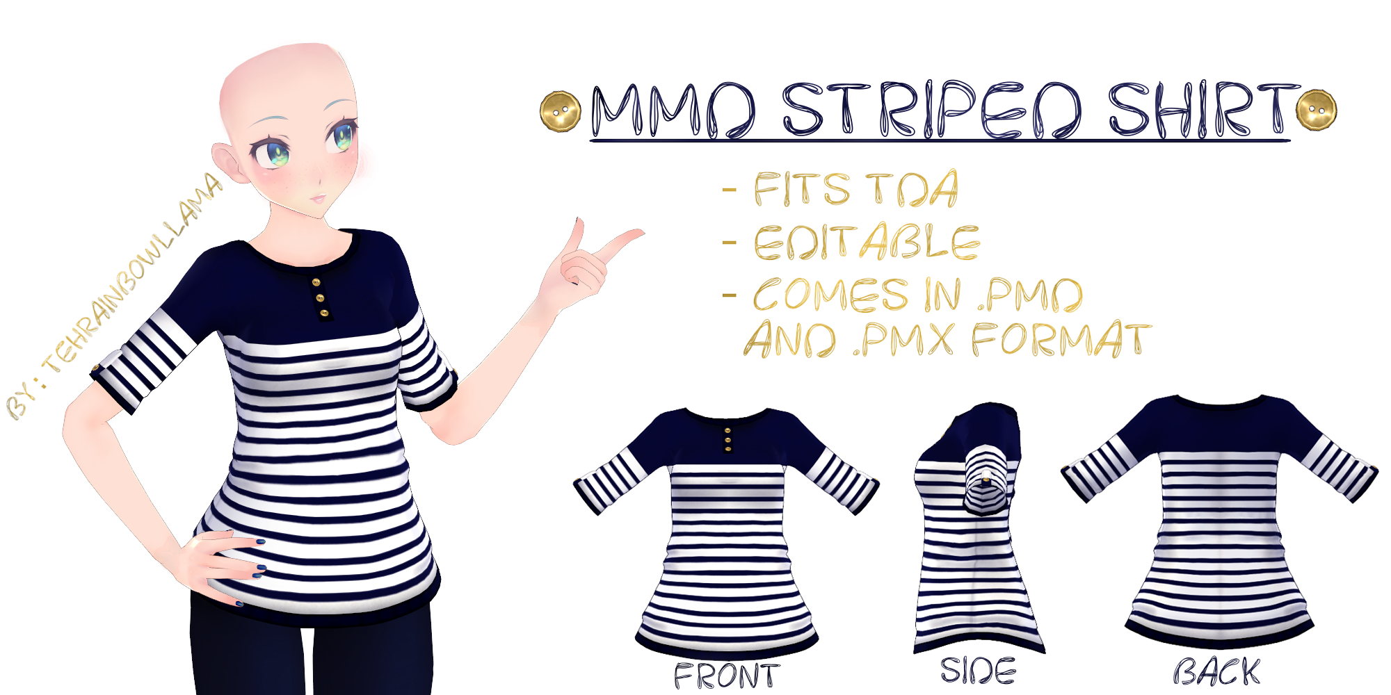 MMD Striped Shirt by Tehrainbowllama on DeviantArt