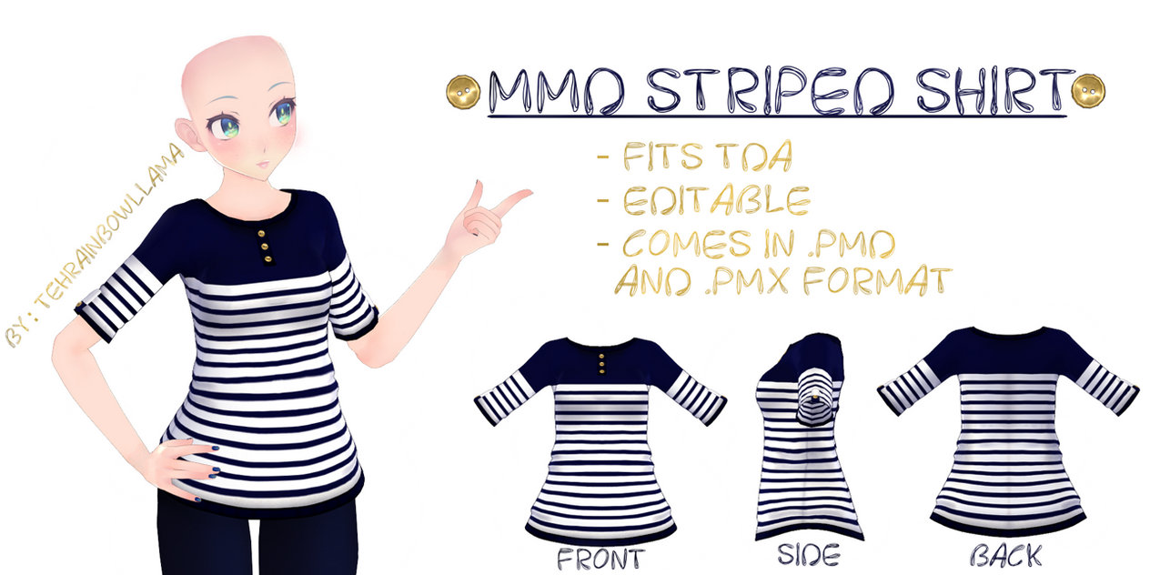 MMD Striped Shirt by Tehrainbowllama on DeviantArt