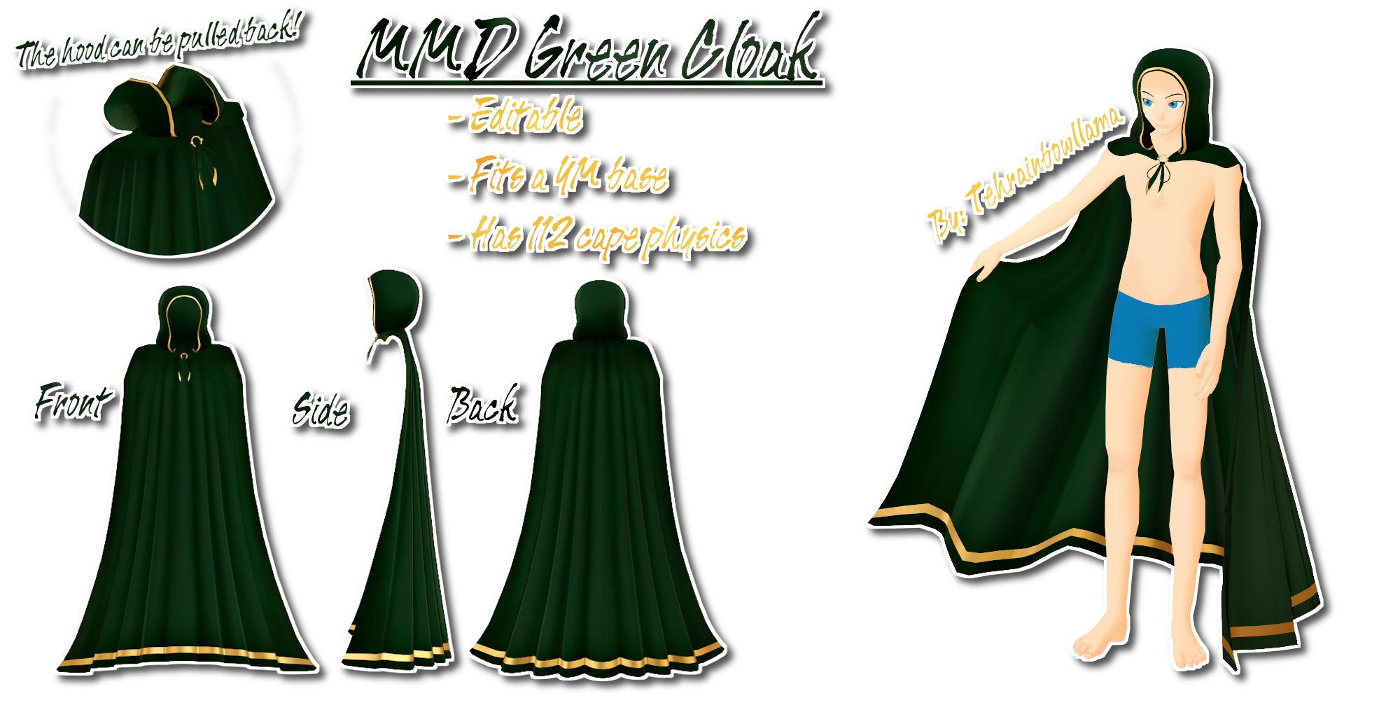 MMD Green Cloak by Tehrainbowllama on DeviantArt