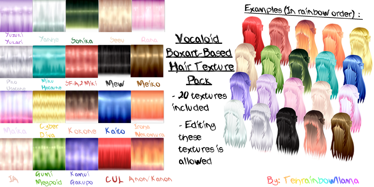 MMD Vocaloid Boxart-Based Hair Texture Pack by Tehrainbowllama on ...