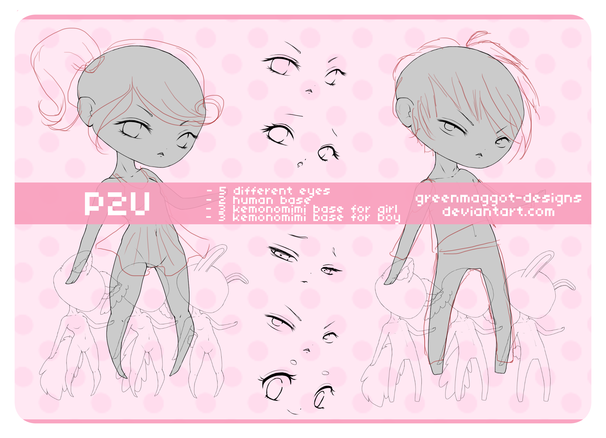 P2U | Chibi Kemonomimi Base Pack by greenmaggot-designs on DeviantArt