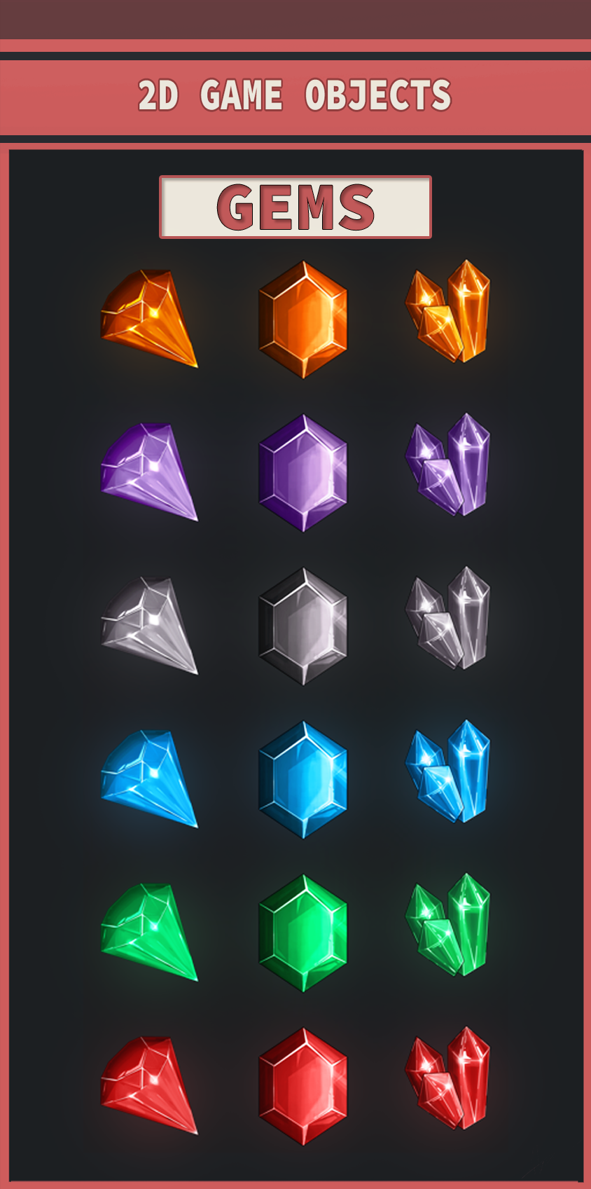2d Game Objects: Gems 18 Piece! by AlcorMizar on DeviantArt