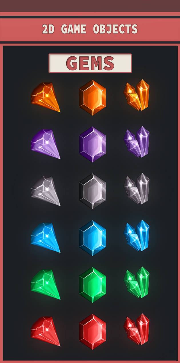 2d Game Objects Gems 18 Piece By Alcormizar On Deviantart