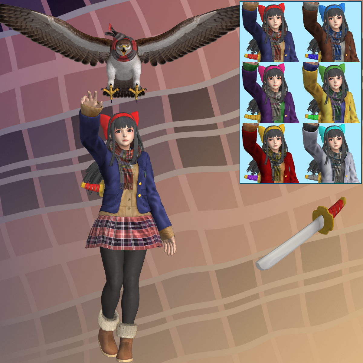 KOF XIV Nakoruru (School Uniform) - XNALara XPS by PharaohIllusion on ...