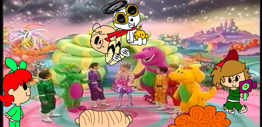 Barney and Snoopy in Outer Space by LivingOnLaughs on DeviantArt
