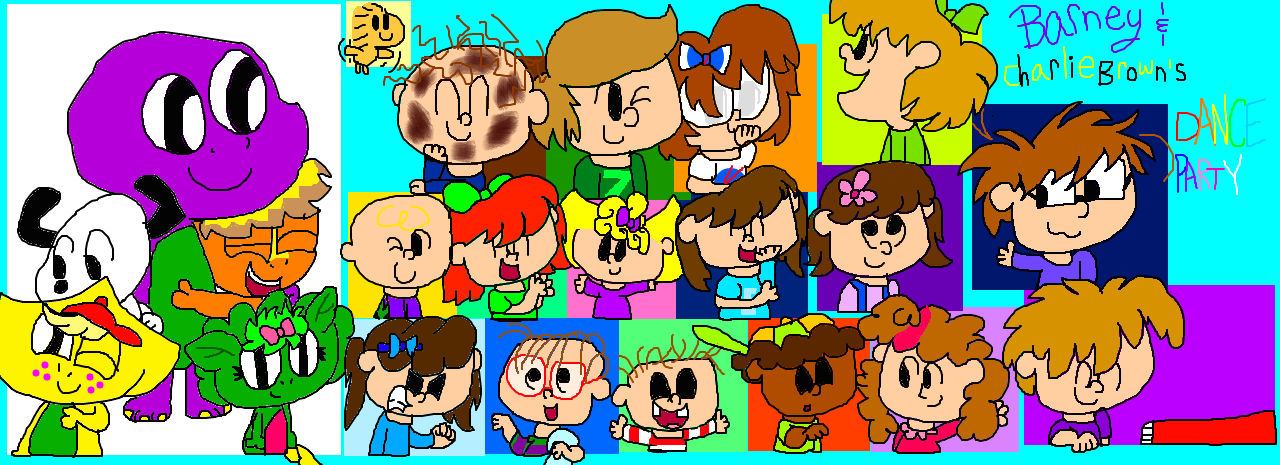 Barney and Charlie Brown's Dance Party by LivingOnLaughs on DeviantArt