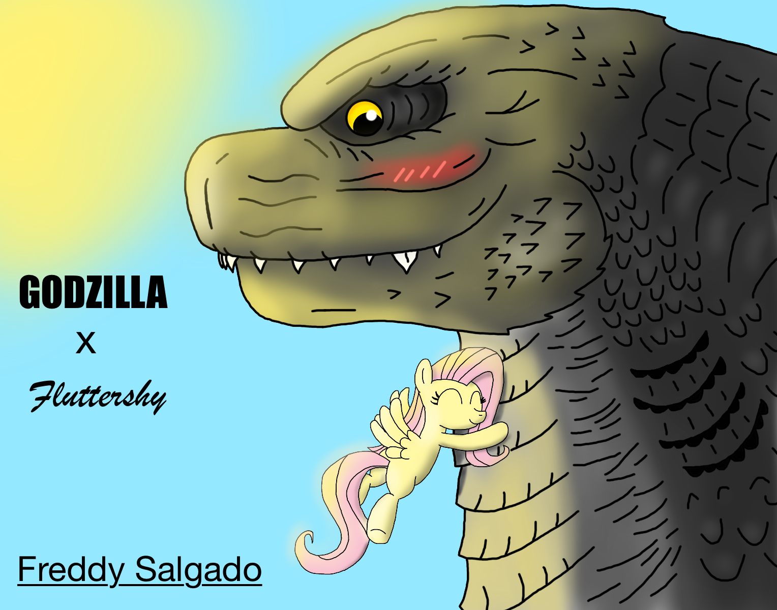 Godzilla x Fluttershy drawing by Freddygbaf on DeviantArt