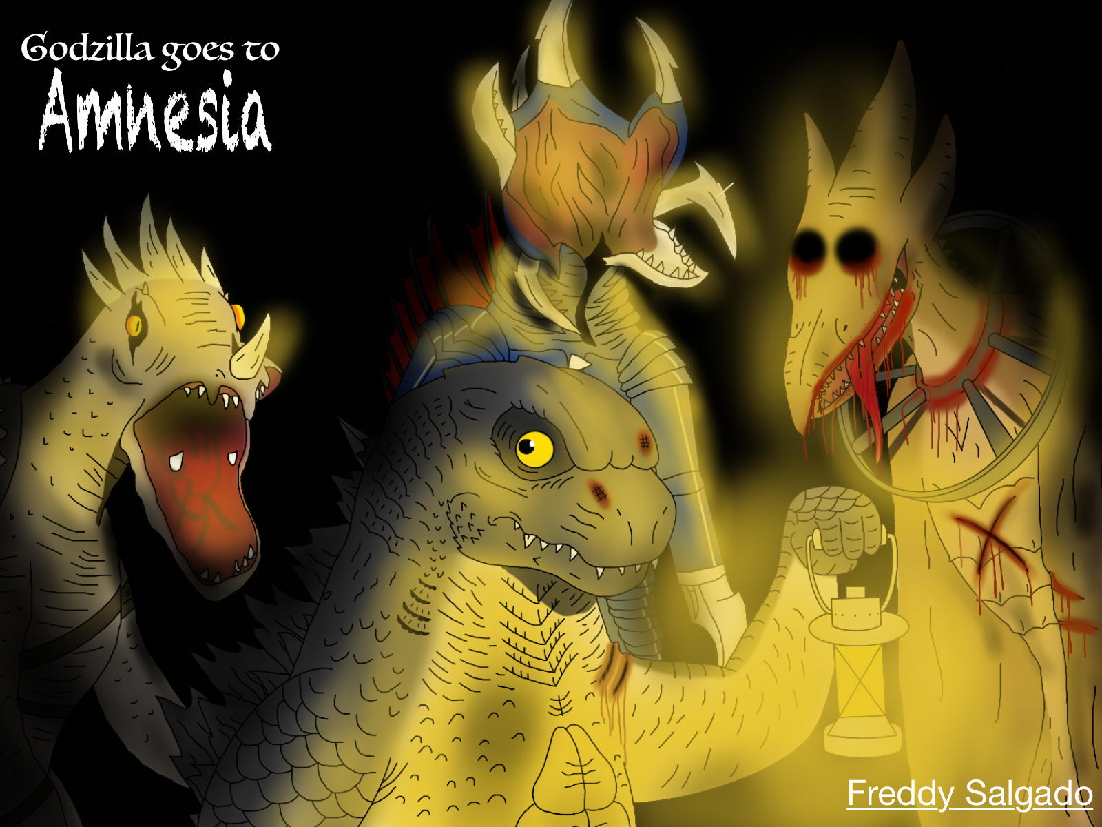 Godzilla goes to Amnesia drawing by Freddygbaf on DeviantArt