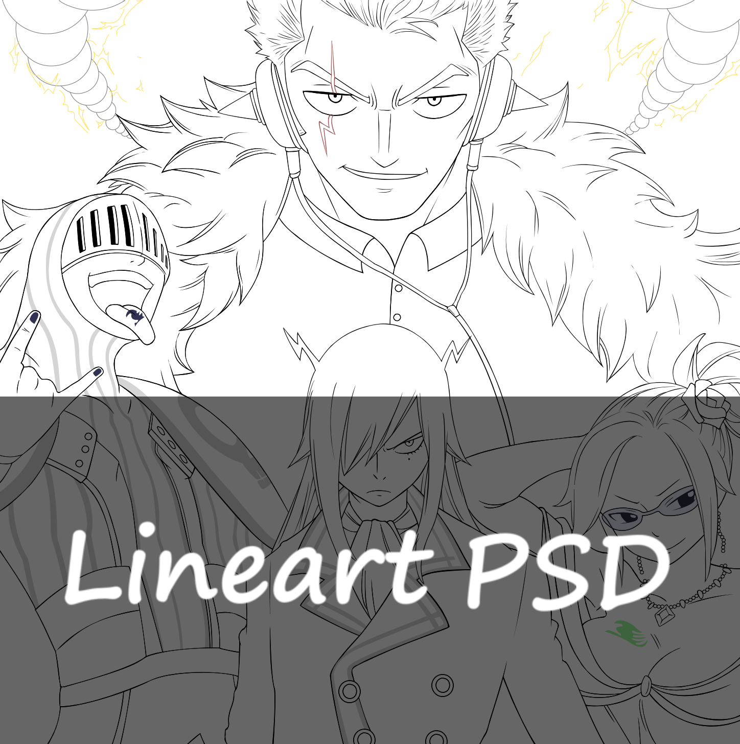 Fairy Tail 435 : Laxus Team Lineart [PSD] by Rollando35 on DeviantArt
