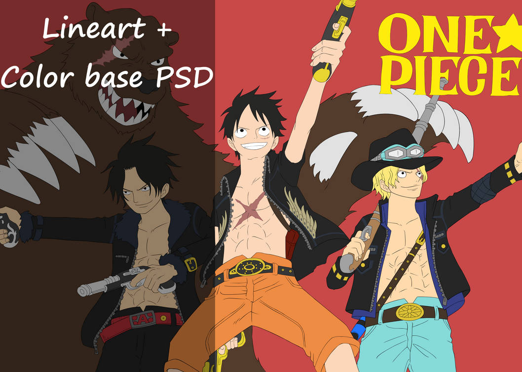 One Piece : Luffy Sabo and Ace [PSD+Color Base] by Rollando35 on DeviantArt