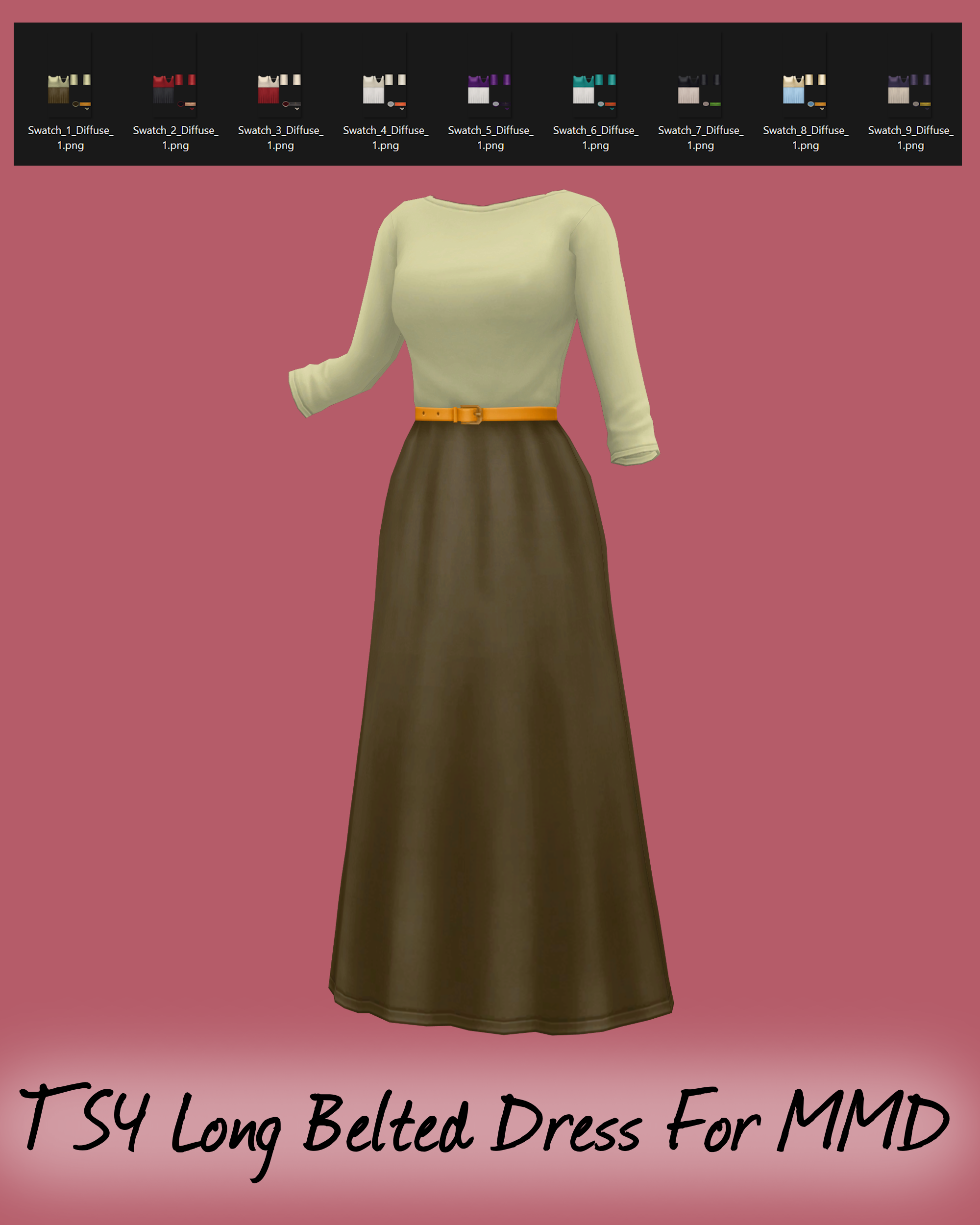 [MMD Parts] TS4 Long Belted Dress [+DL] by PaciSystem on DeviantArt