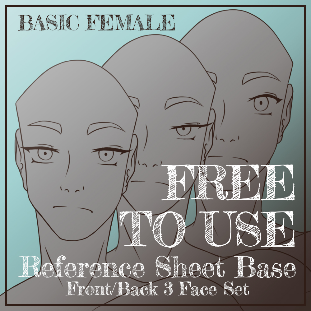 Basic Female Reference Sheet Base 3 Face Set by Alex-The-Nerd on DeviantArt