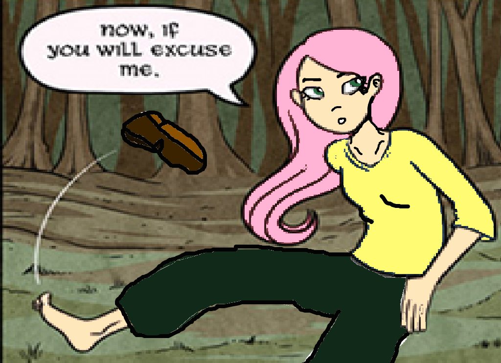 Fluttershy throw's her shoe off her feet by Tizlam97 on DeviantArt