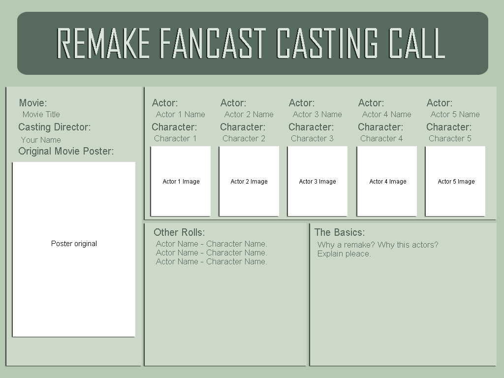 Remake Fancast Casting Call Template by JPSpitzer on DeviantArt