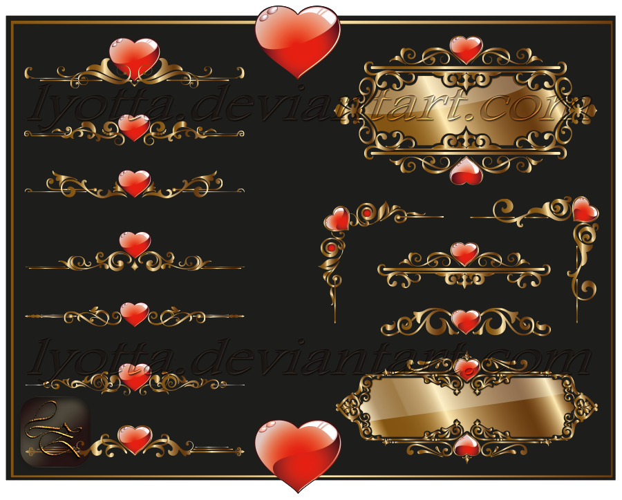Borders and corners with hearts LZ 23 by Lyotta on DeviantArt Borders and corners with hearts LZ 23 by Lyotta on DeviantArt