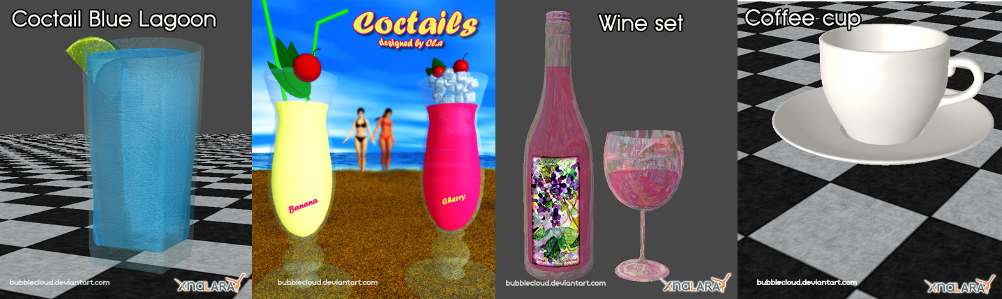 Drinks for XNALara by Ola (Bubblecloud) by BubbleCloud on DeviantArt