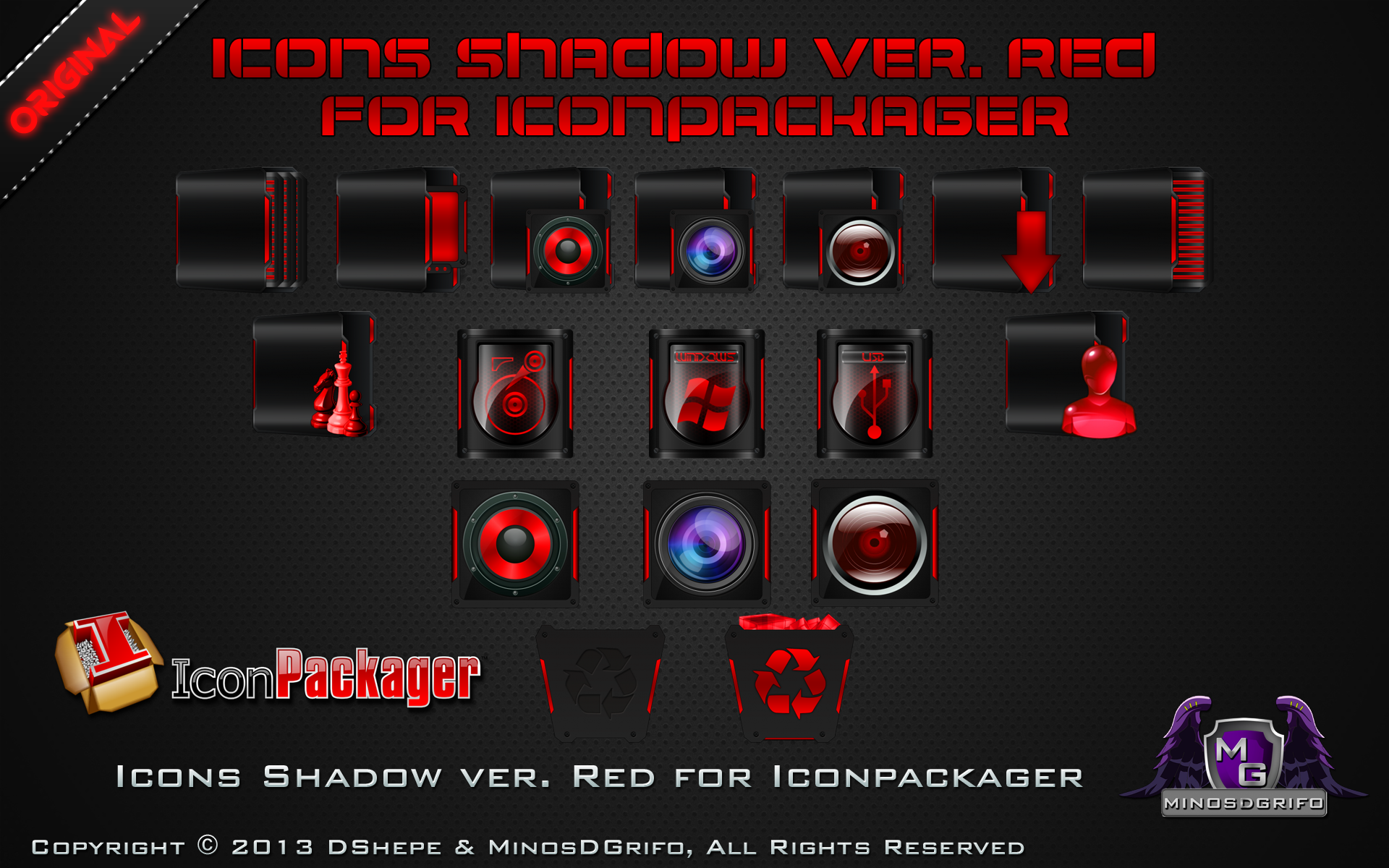 Icons Shadow Red for Iconpackager 2013 by DShepe by DShepe on DeviantArt