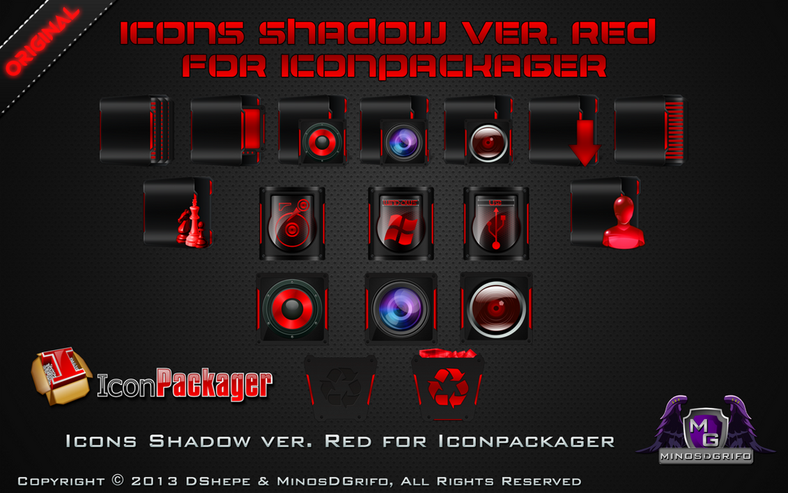 Icons Shadow Red for Iconpackager 2013 by DShepe by DShepe on DeviantArt