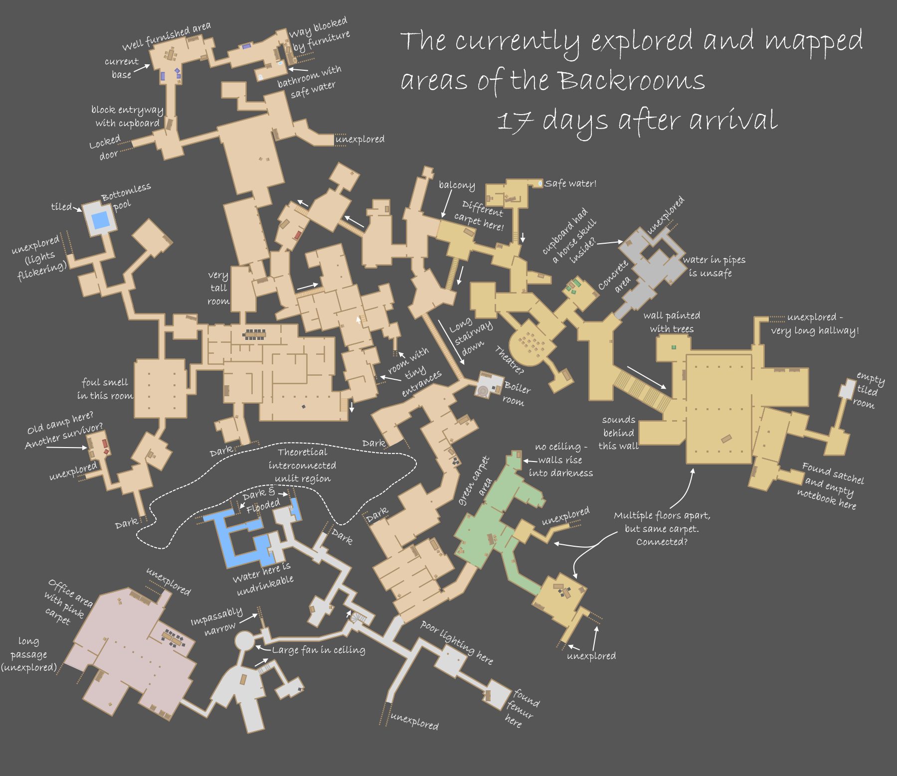 Map of the Backrooms - 17 days in by AlisterSinclair on DeviantArt